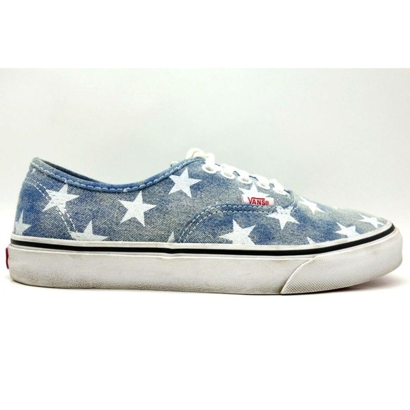 Vans | Shoes | Vans Off The Wall Blue White Canvas Star Print Lace Up ...